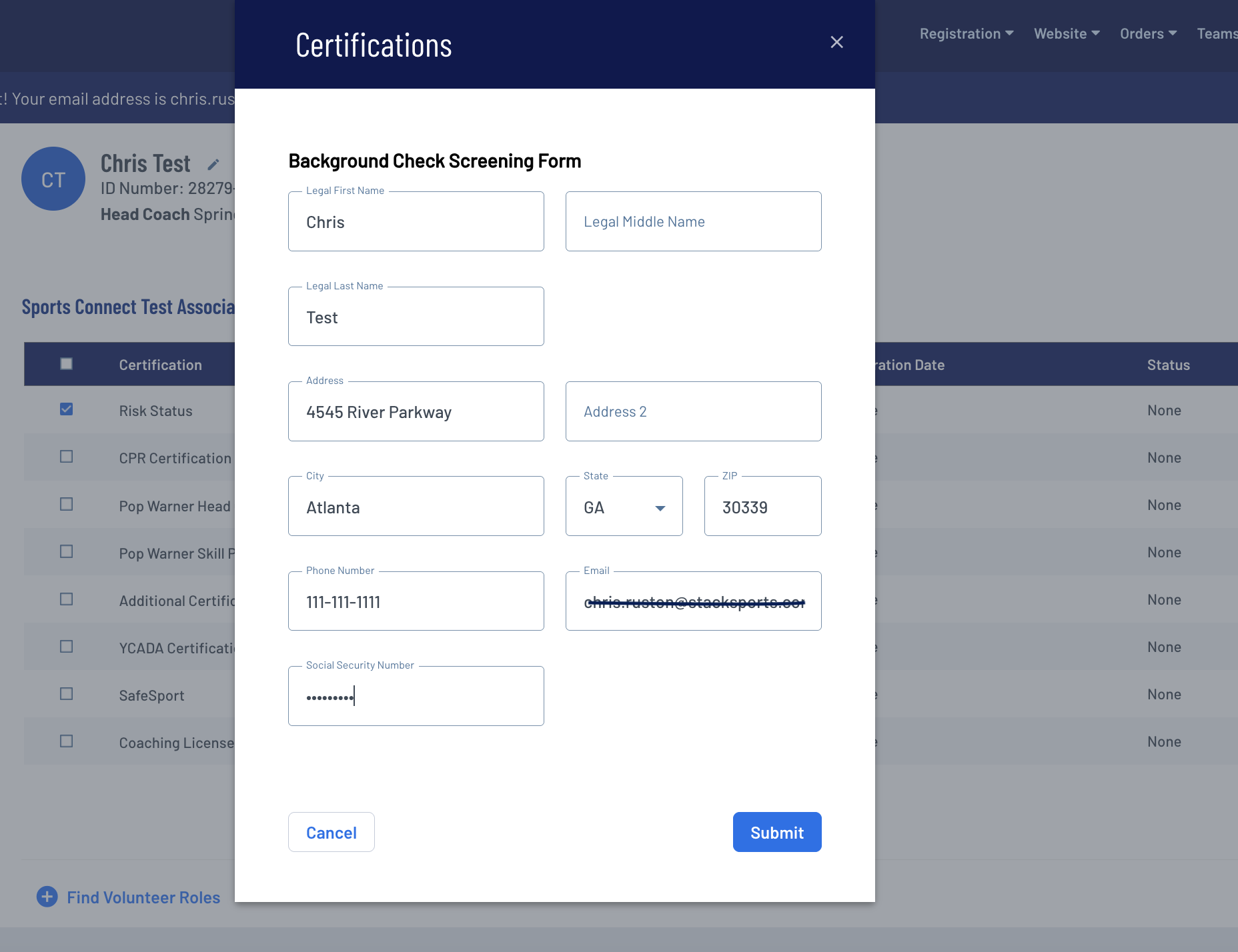 Pop Warner Background Check Process